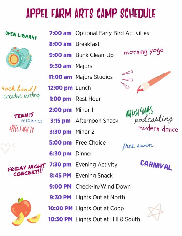 Daily Schedule - Appel Farm Arts & Music CenterAppel Farm Arts & Music ...